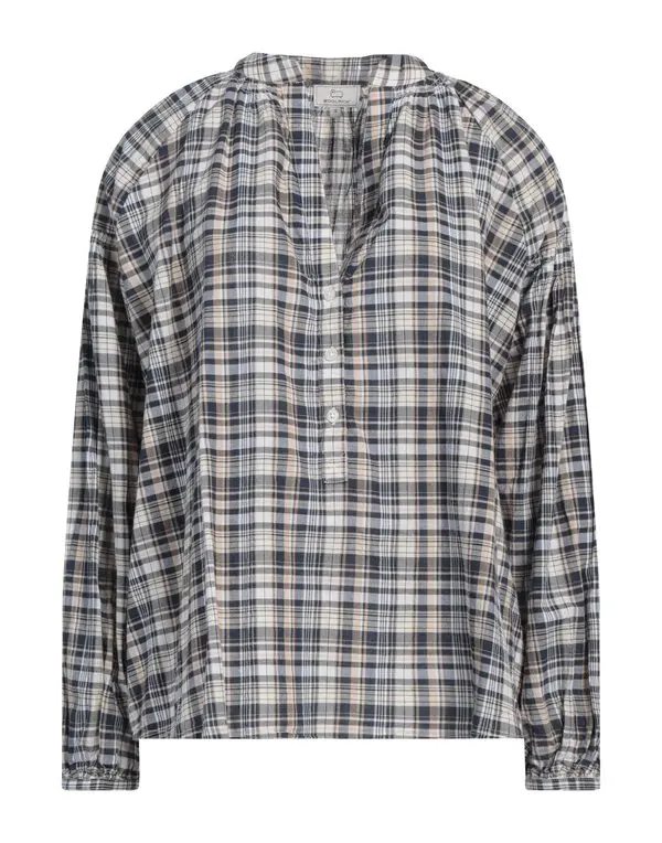 Woolrich Gauze Top With Tartan Pattern - Blue
