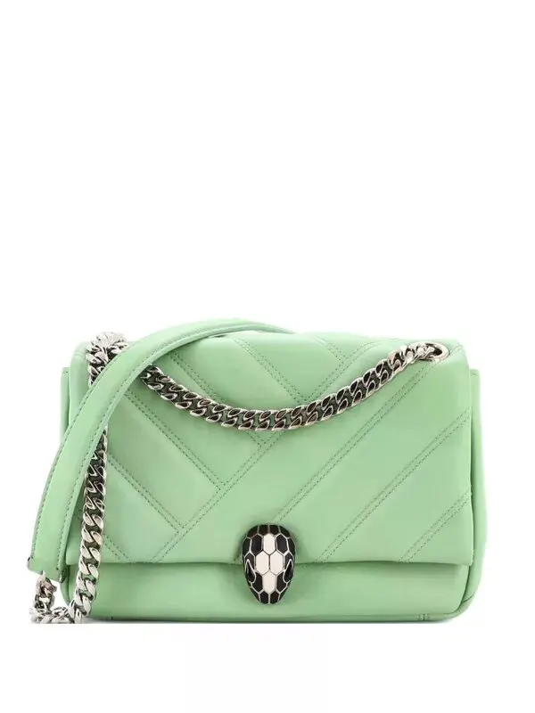 BVLGARI Serpenti Cabochon Diagonal Quilted Leather Small Shoulder Bag