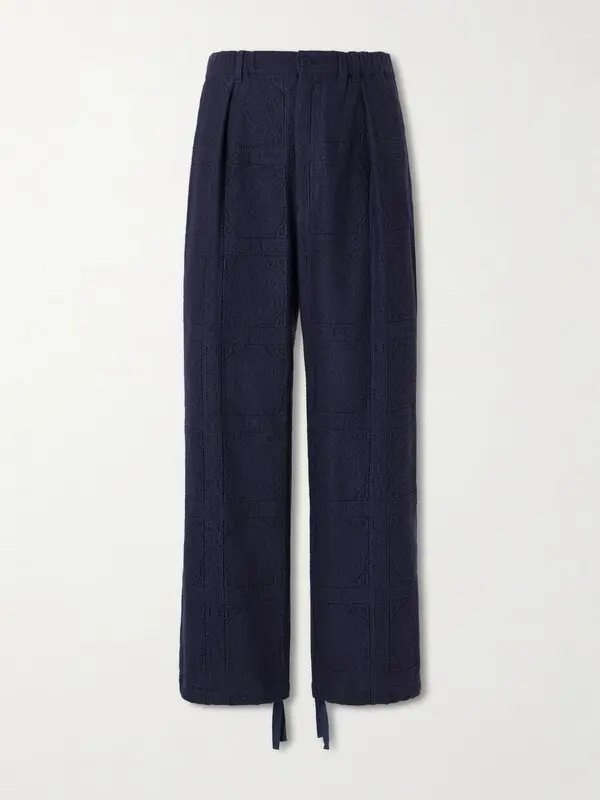 Blue Blue Japan Straight-leg Cotton-blend Trousers - Blue