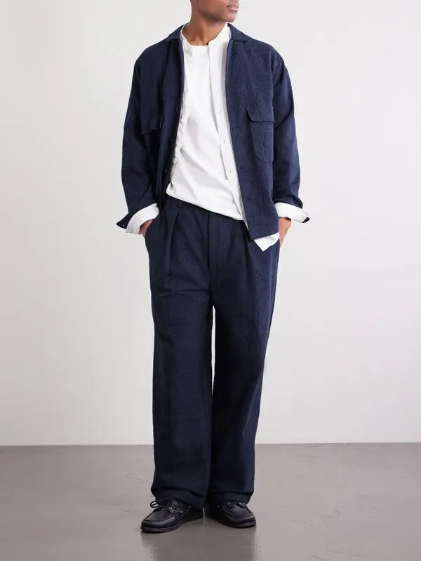 Blue Blue Japan Jacquard Cotton-blend Trousers