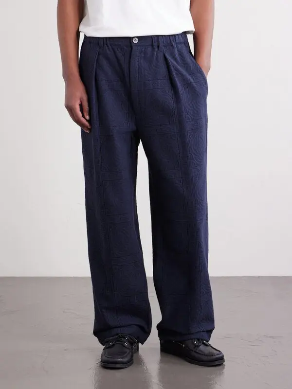 Blue Blue Japan Jacquard Cotton-blend Trousers