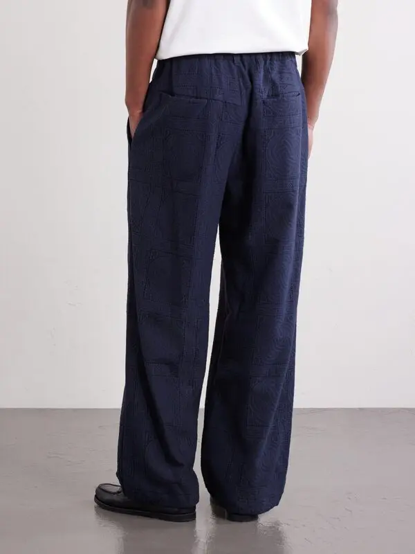 Blue Blue Japan Jacquard Cotton-blend Trousers