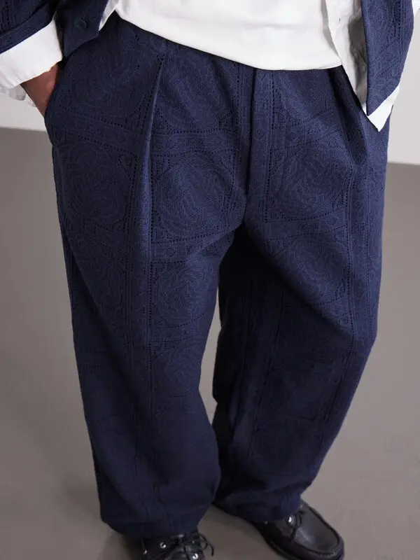 Blue Blue Japan Jacquard Cotton-blend Trousers