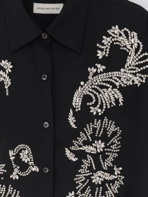 Dries Van Noten Casia Rhinestone Shirt - Black