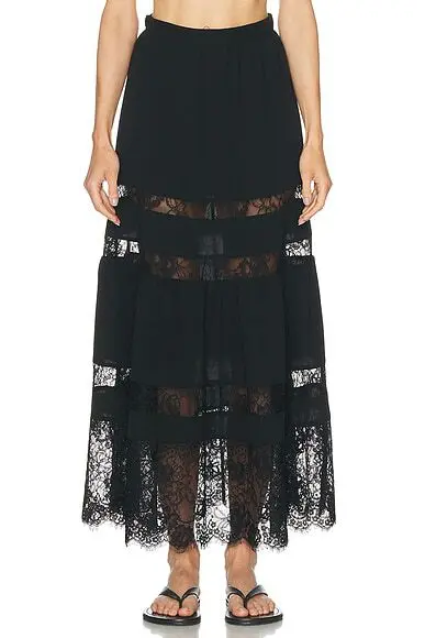 FLEUR DU MAL Adeline Maxi Skirt - Black