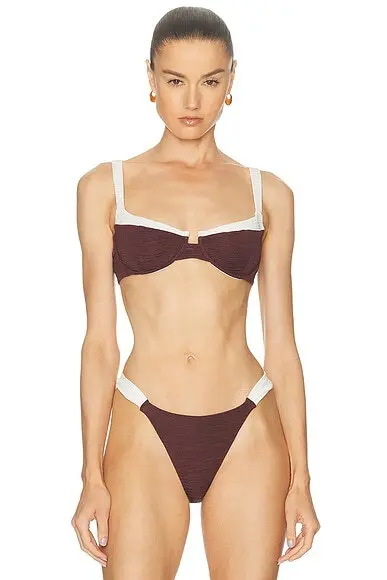LA PORTE Massie Bikini Top - Fudge & Cloud Dancer
