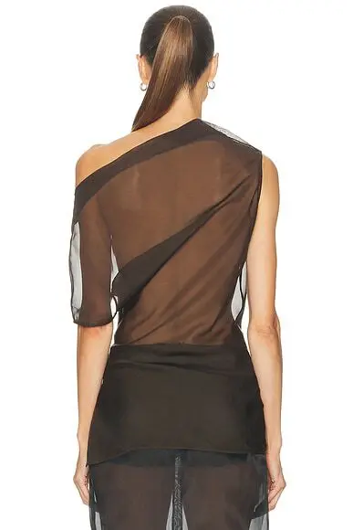 EAVES Saeunn Asymmetrical Drape Top - Espresso