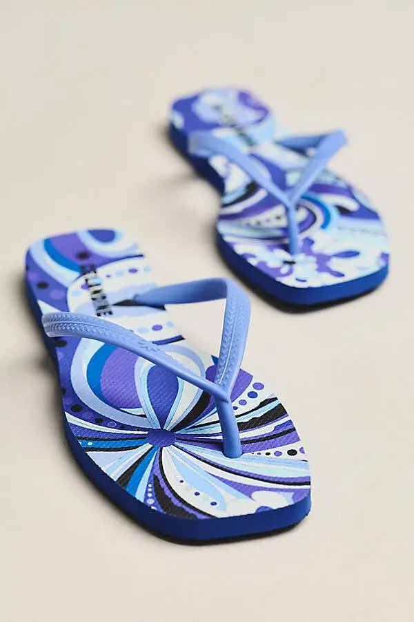 CELANDINE Eva Flip Flops - Blue Pattern