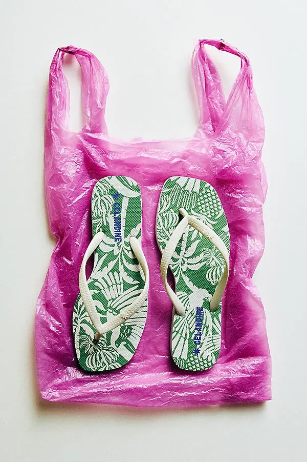 CELANDINE Eva Flip Flops - Green Pattern