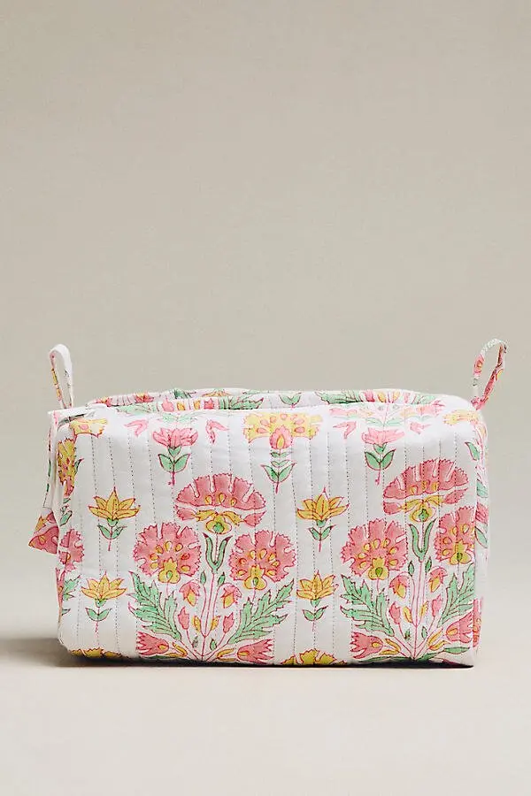 SZ BLOCKPRINTS Printed Makeup Bag - Pink Floral