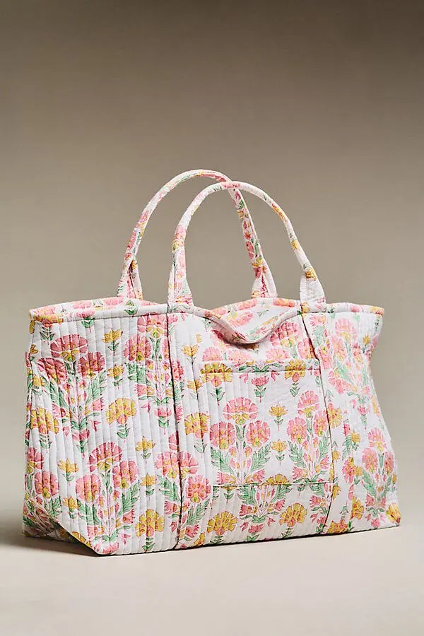 SZ BLOCKPRINTS Weekend Duffle Bag - Pink Floral