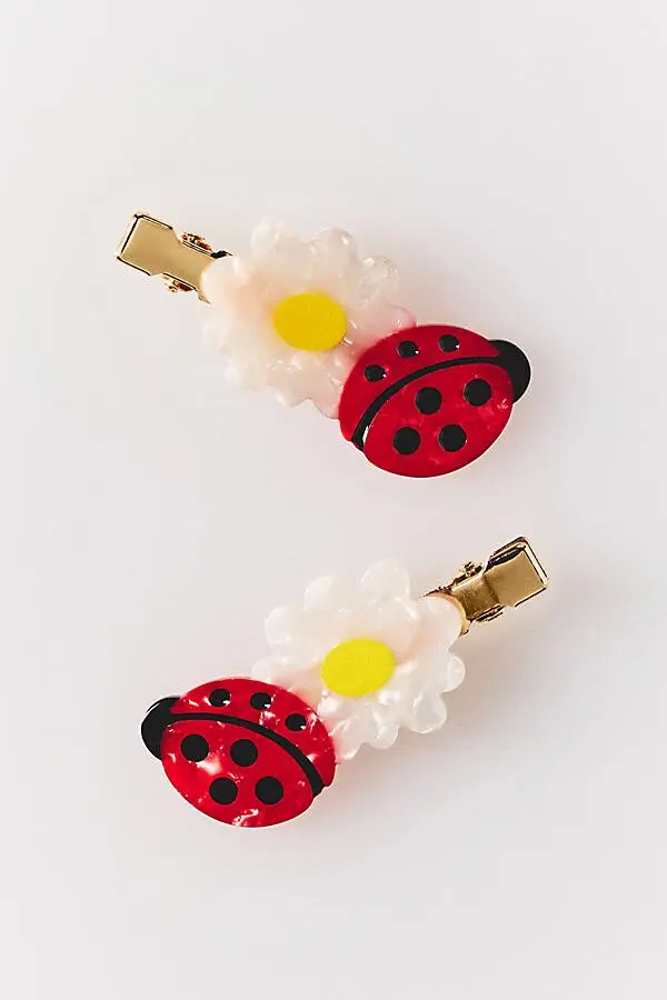 Anthropologie Creaseless Hair Clips Set - Ladybugs
