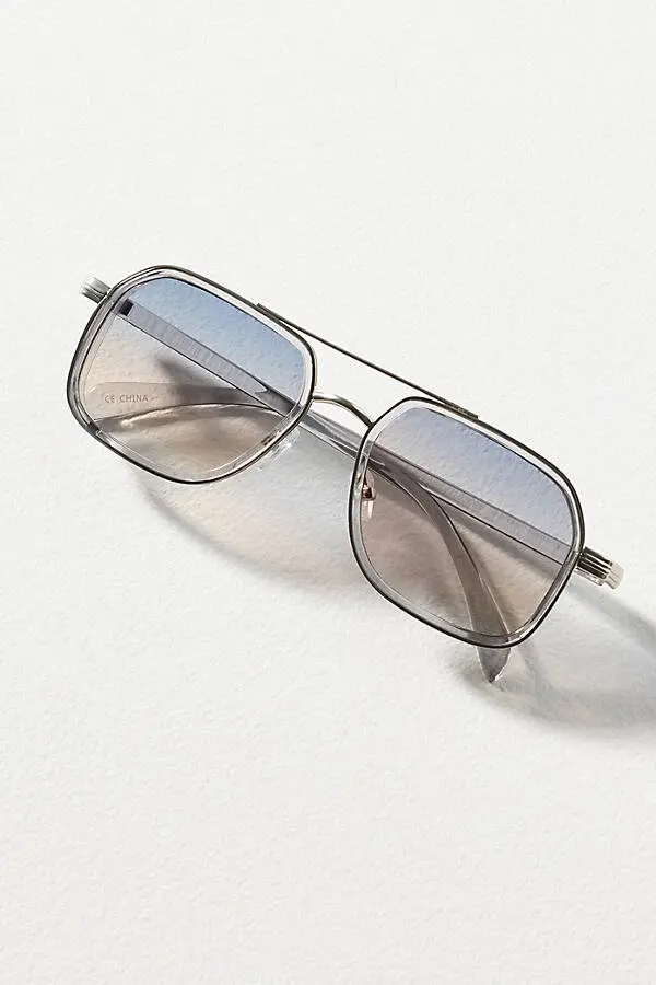 ELITE EYEWEAR Metal Aviator Sunglasses - Grey Gold