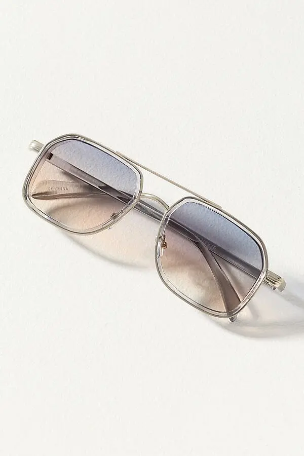ELITE EYEWEAR Round Frame Aviator Sunglasses - Silver
