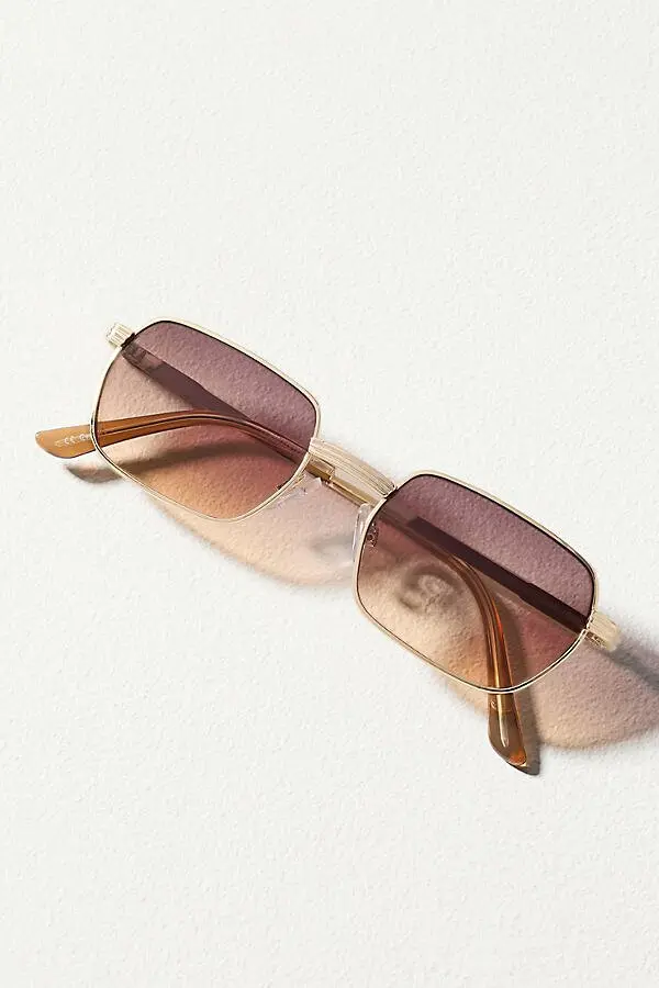 EYEKING Small Metal Geometric Square Sunglasses - Frosty Gold
