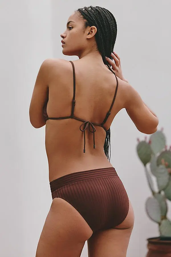 Sanctuary Tunnel Rib Triangle Bikini Top - Espresso