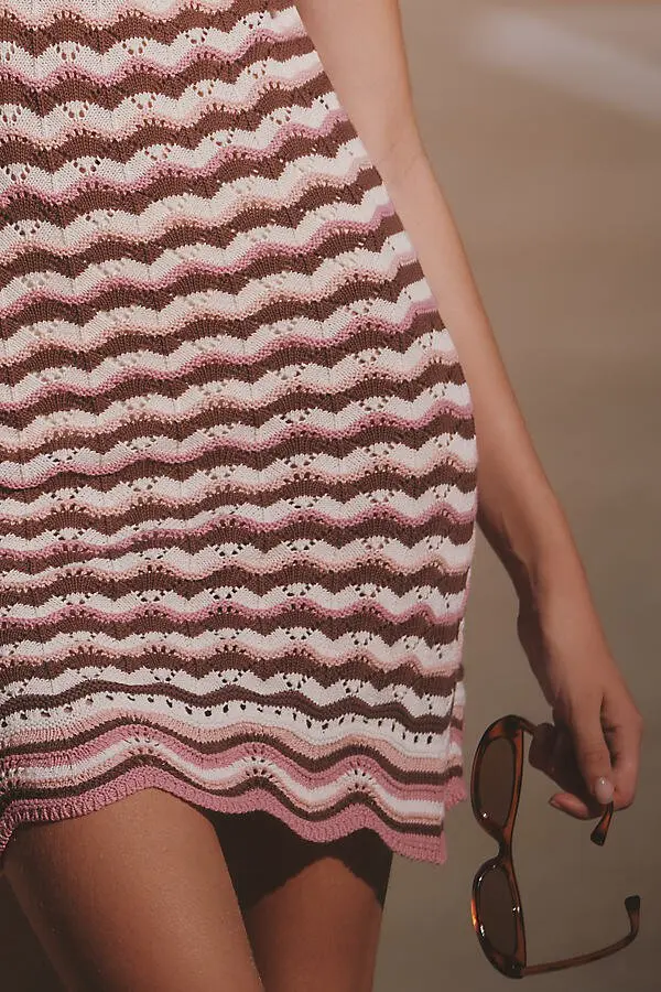 L*Space Sunchaser Cotton Knit Mini Dress - Pink Stripe