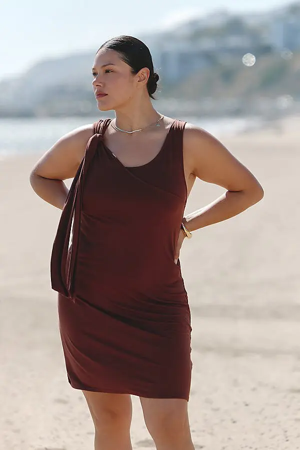 CELANDINE Ruched Mini Dress - Chocolate Lab