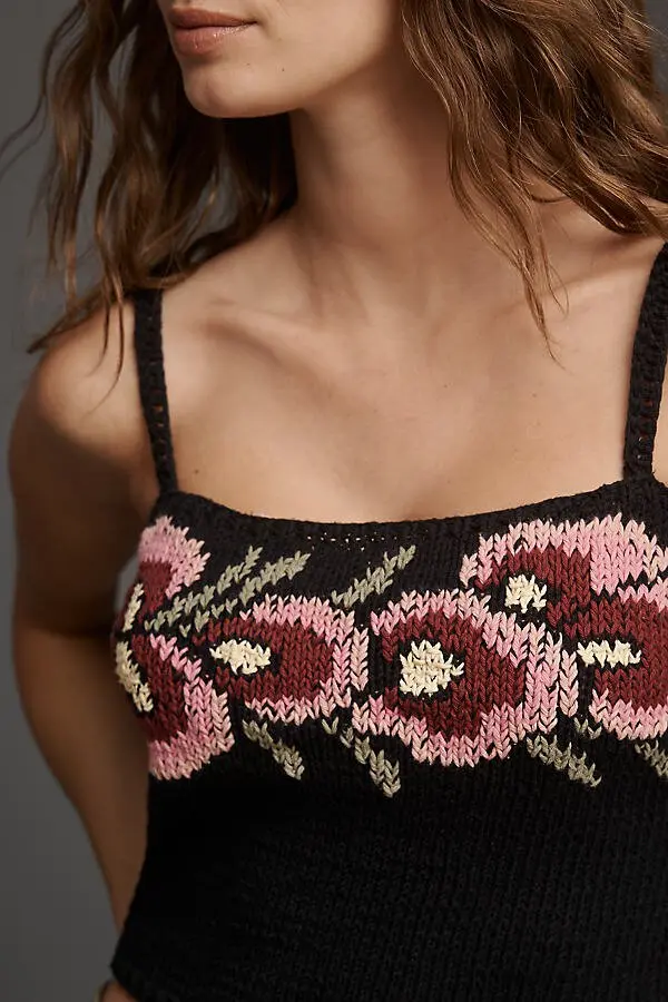 MANDINGA Petunia Floral Knit Tank Top