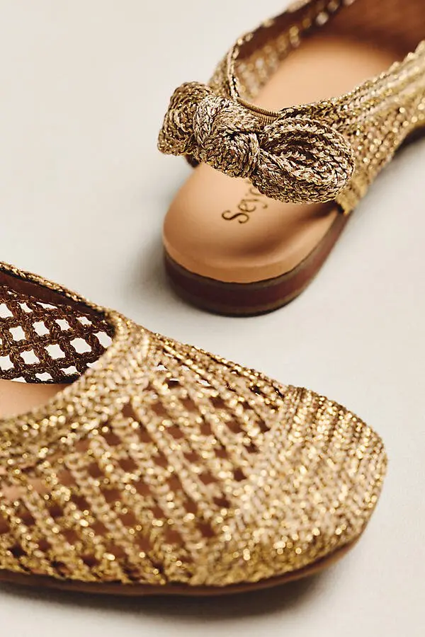 Seychelles Birdie Ankle-tie Slingback Flats - Gold