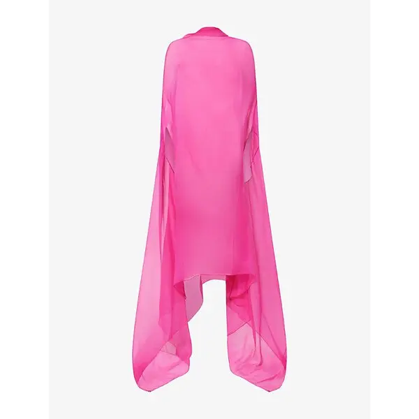 Dries Van Noten Sheer Silk Midi Dress - Fuchsia