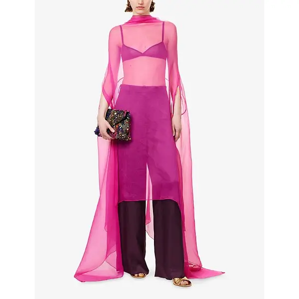 Dries Van Noten Sheer Silk Midi Dress