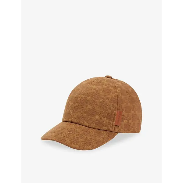 Sandro Grid-pattern Denim Cap - Camel