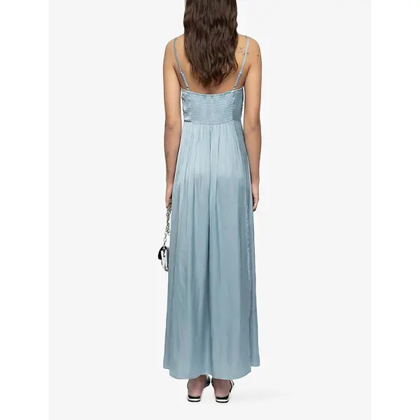 Zadig&Voltaire Rippie V-neck Satin Maxi Dress