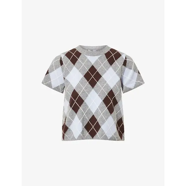ME+EM Argyle-pattern Cashmere Top