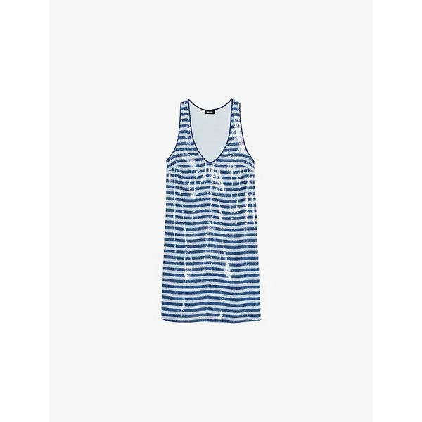 Zadig&Voltaire Striped Sequin-embellished Mini Dress - Sky