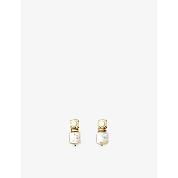 MISSOMA Square Pearl Drop Earrings - Gold