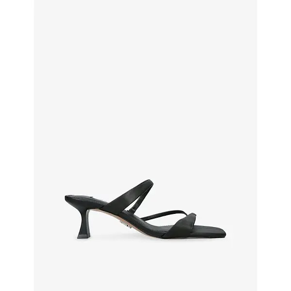 Steve Madden Ajay Heeled Leather Sandals - Black
