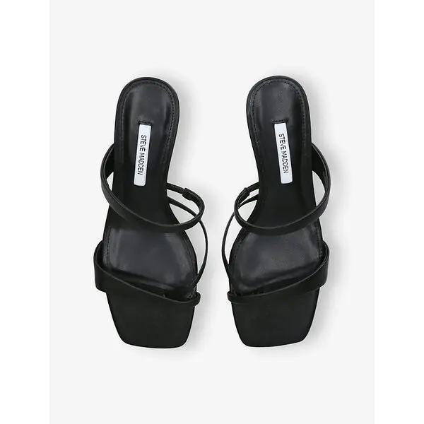 Steve Madden Ajay Heeled Leather Sandals - Black