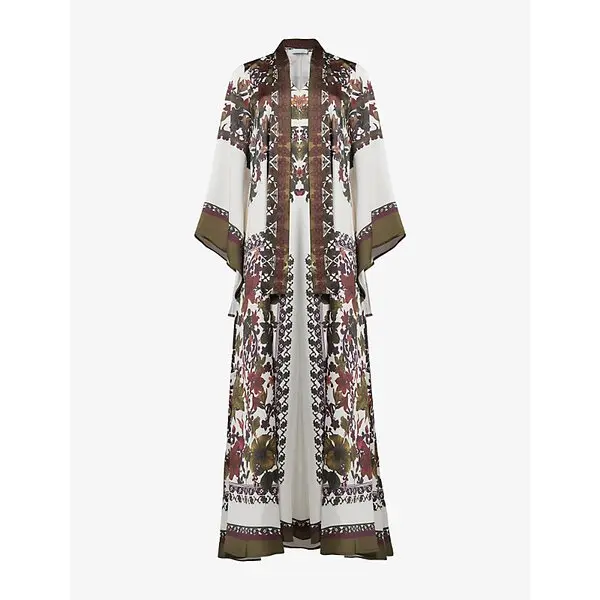 LEEM Tie-neck Floral-print Woven Maxi Dress - Multi-coloured