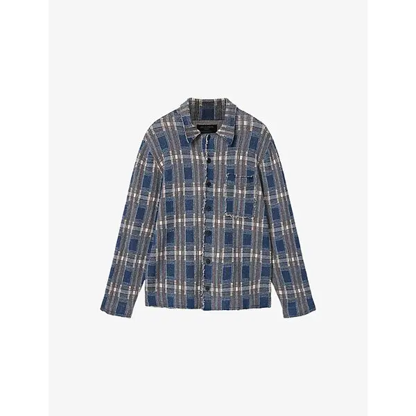ALLSAINTS Solmar Checked Knitted Cardigan - Moonstone Blue