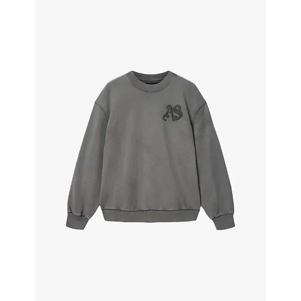 ALLSAINTS Insignia Logo-embroidered Cotton Sweatshirt - Washed Black
