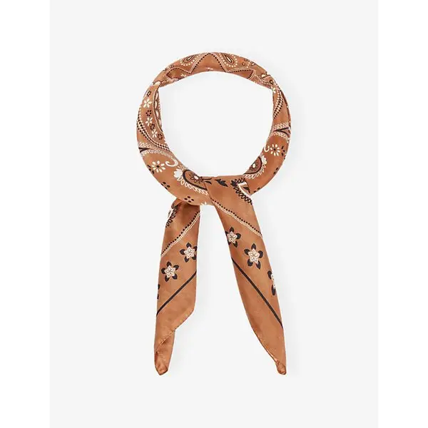 Sandro Bandana-print Square Silk Scarf - Brown / Black