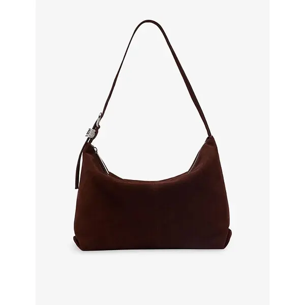 Whistles Curved Suede Shoulder Bag - Brown