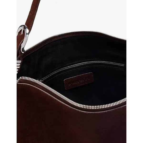 Whistles Curved Suede Shoulder Bag - Brown