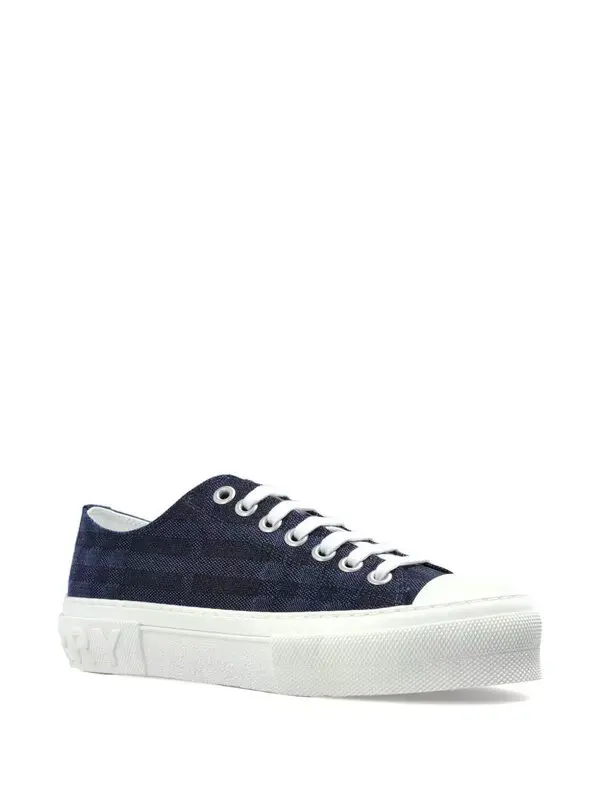 Burberry Logo Plaque Platform Sneakers - Blue