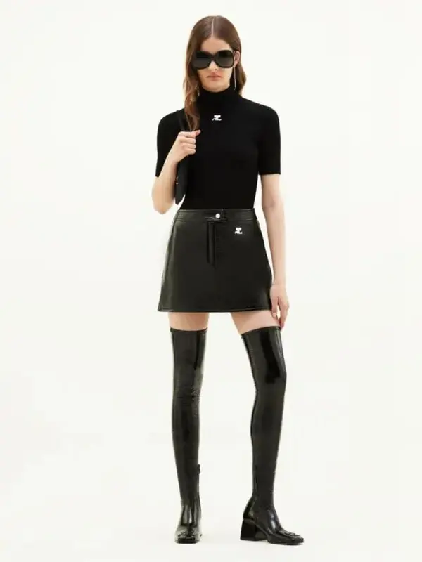 COURREGES Reedition Vinyl Mini Skirt - Black