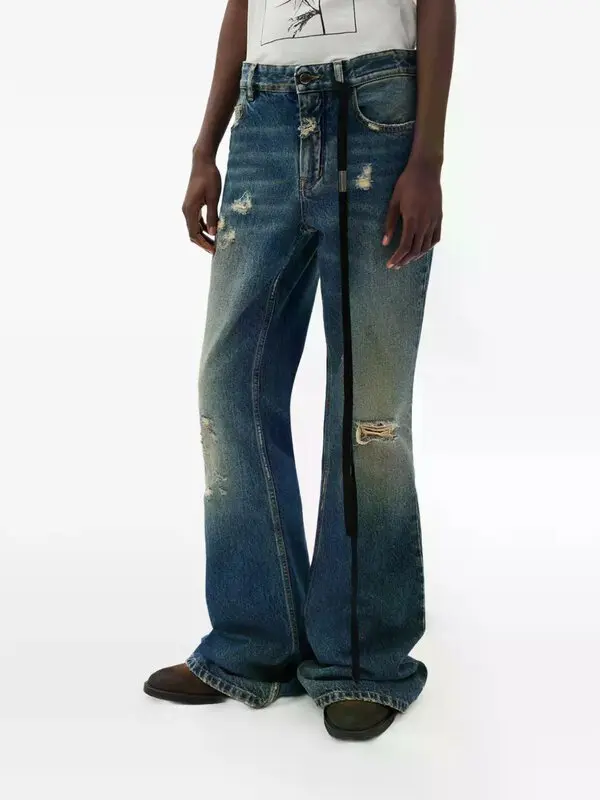 ANN DEMEULEMEESTER Toos Slim Bootcut Distressed Jeans