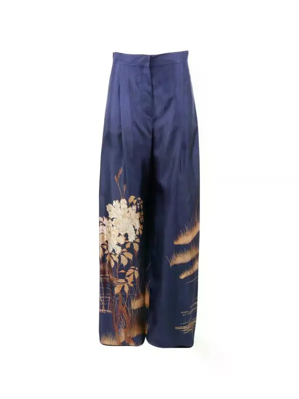 Max Mara Floral-print Silk Trousers