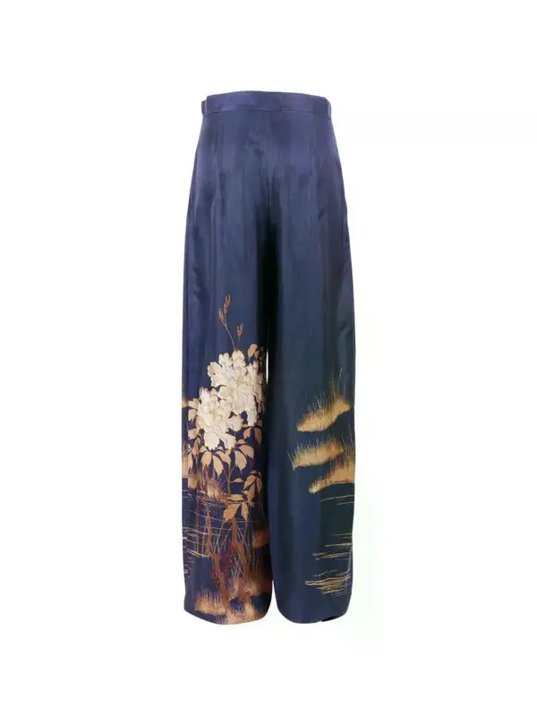 Max Mara Floral-print Silk Trousers