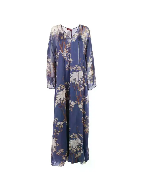Max Mara Floral Print Slip Dress - Blue