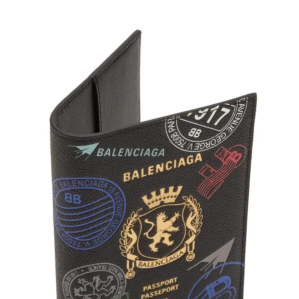 Balenciaga Stamps Passport Holder - Black/multicolor