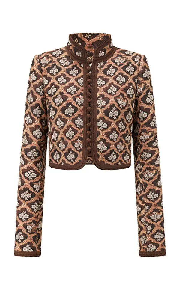 INTO THE EAST Sonneratia Embroidered Silk-blend Coat