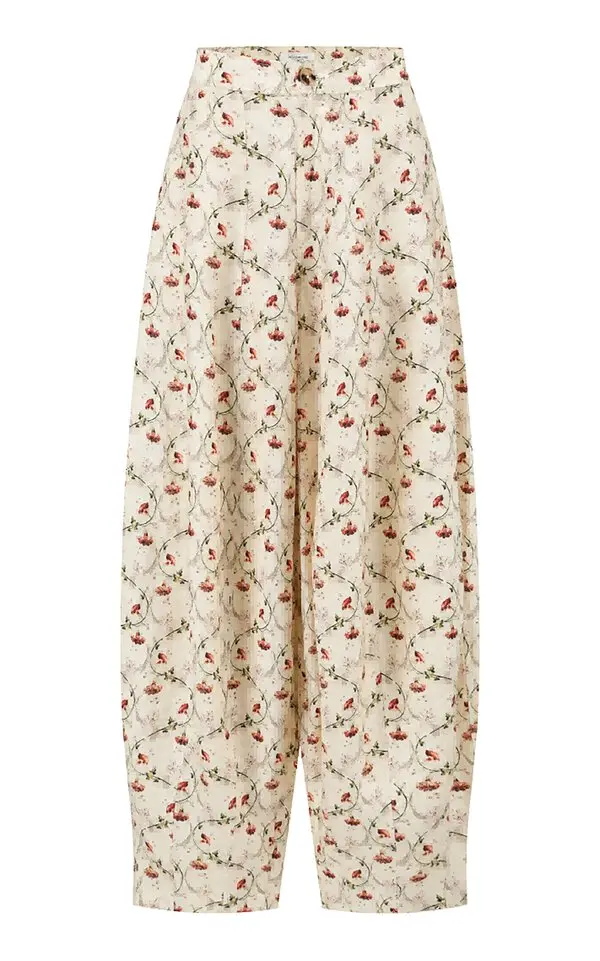 INTO THE EAST Hibiscus Vine Wide-leg Pants