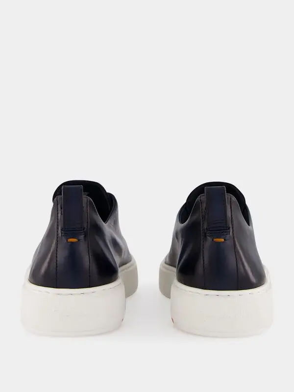 Santoni Calf Leather Slip-on Sneakers - Blue