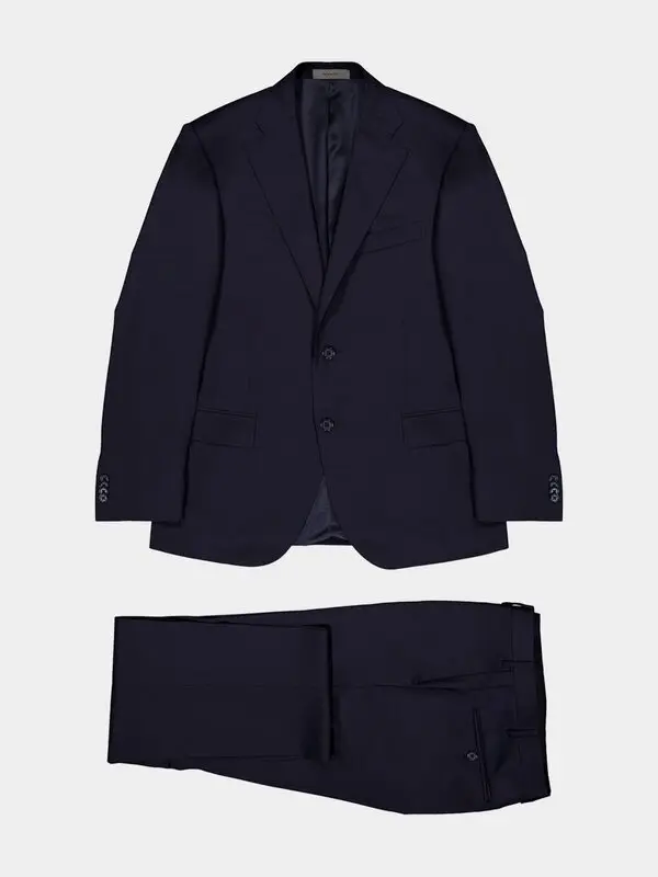 Corneliani Single-breasted Wool Navy Suit - Blue